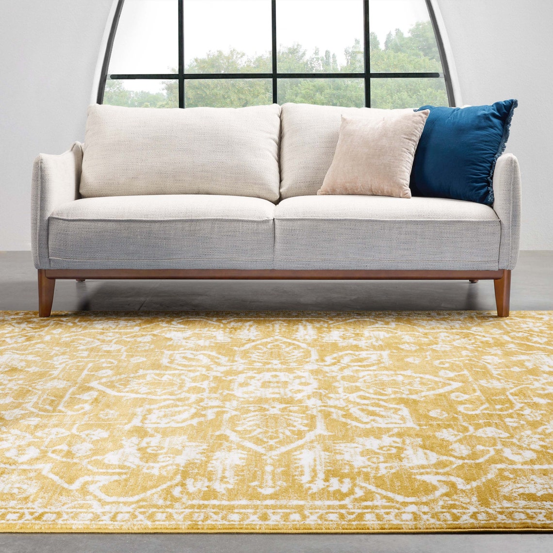 Disa Vintage Medallion Gold Soft Rug by Chill Rugs - Etsy