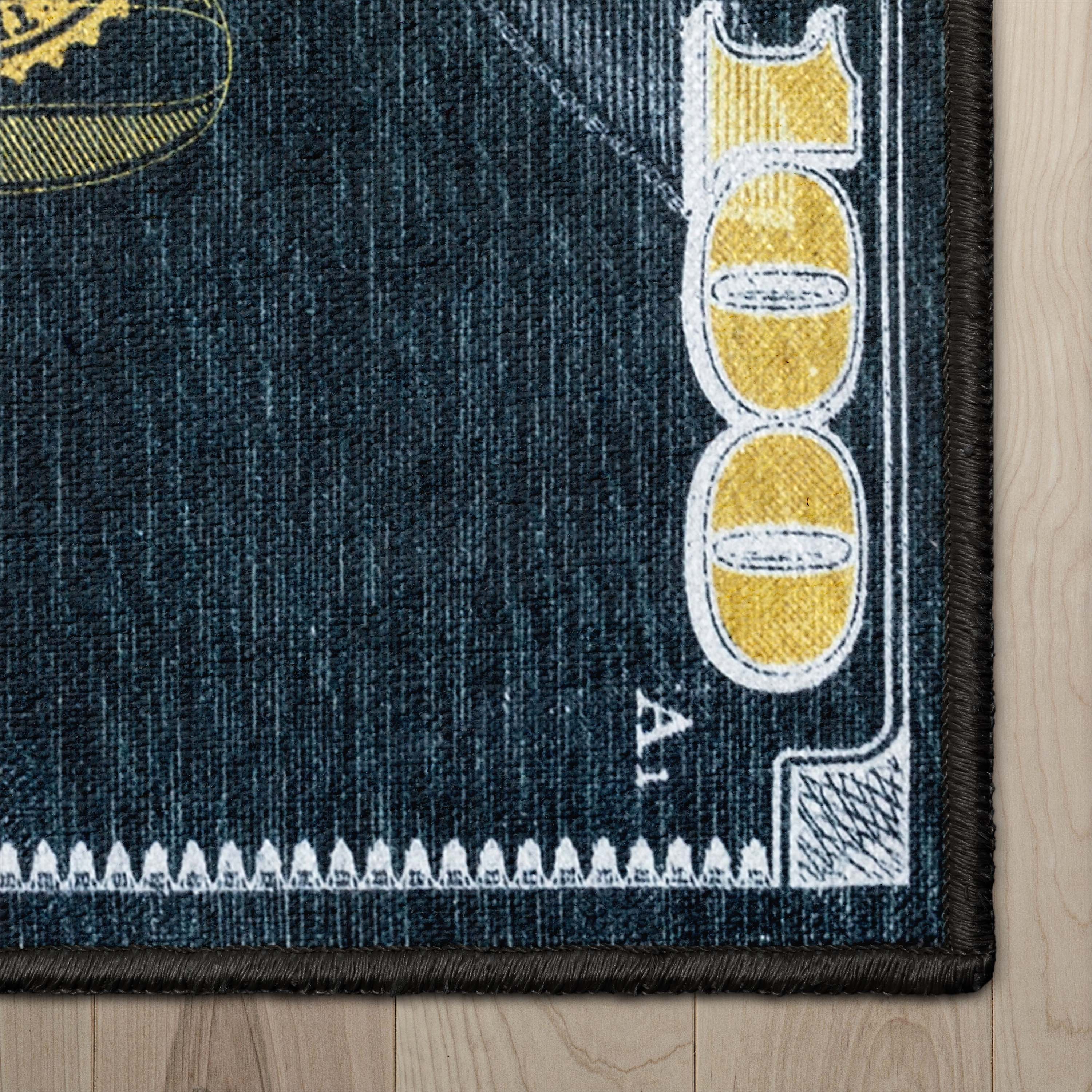 New Hundred Dollar Bill Black Black Novelty Runner Flat-weave Rug - Etsy