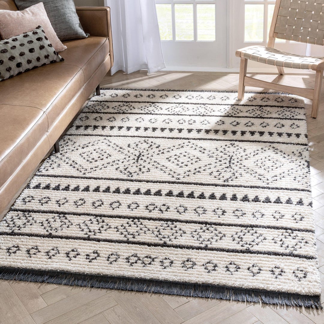 Odina Tribal Diamond Lattice Pattern Grey High-low Textured Pile Rug - Etsy