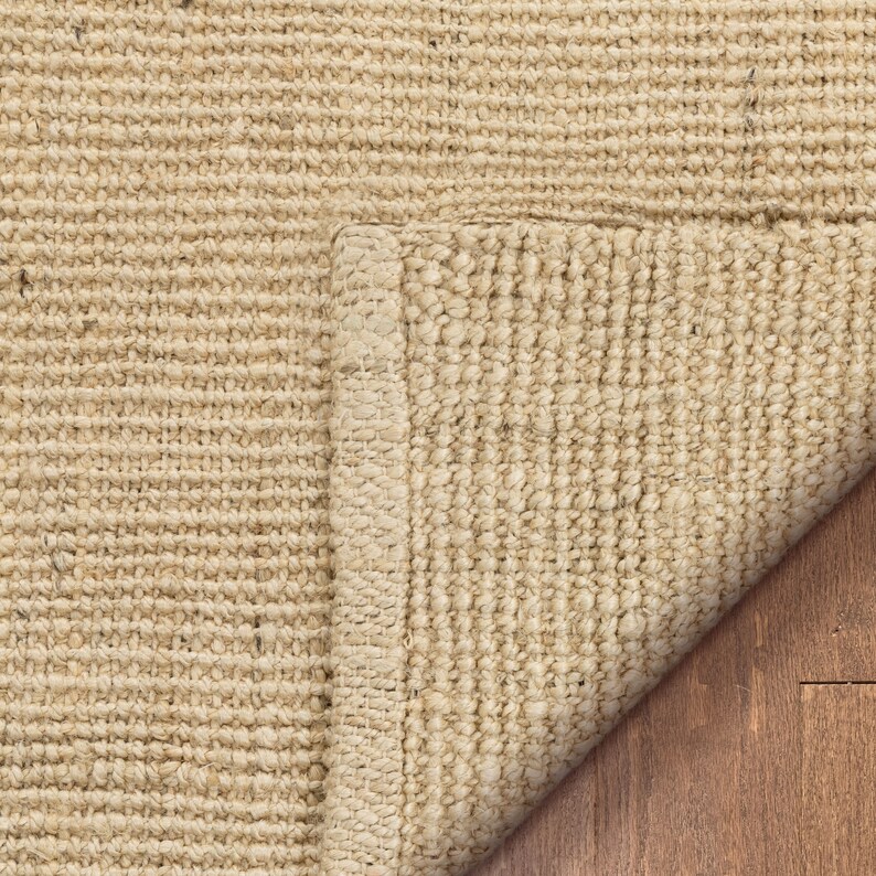 Boucle Hand-woven Jute Rug Farmhouse Solid Pattern Off-white - Etsy