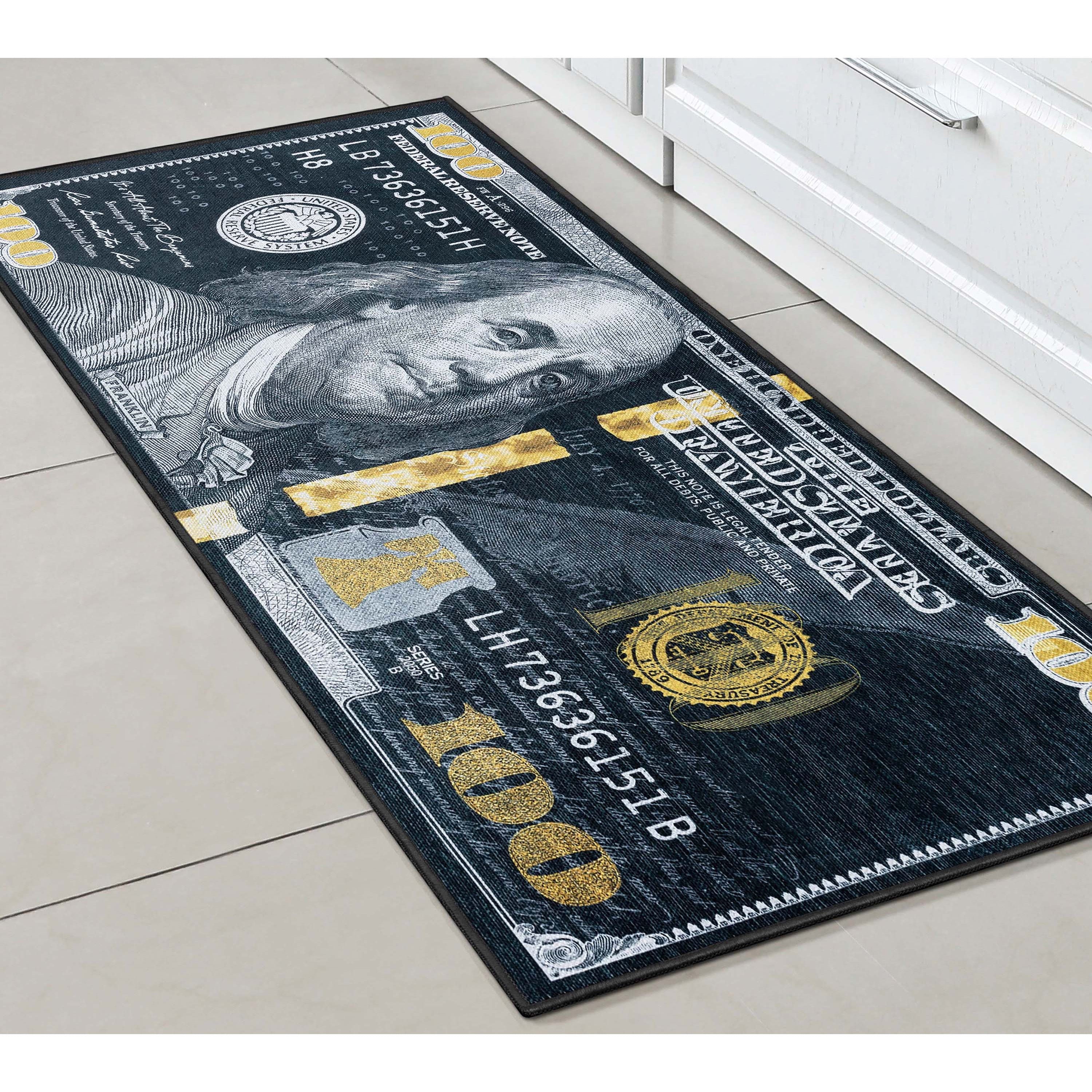 New Hundred Dollar Bill Black Black Novelty Runner Flat-weave Rug - Etsy