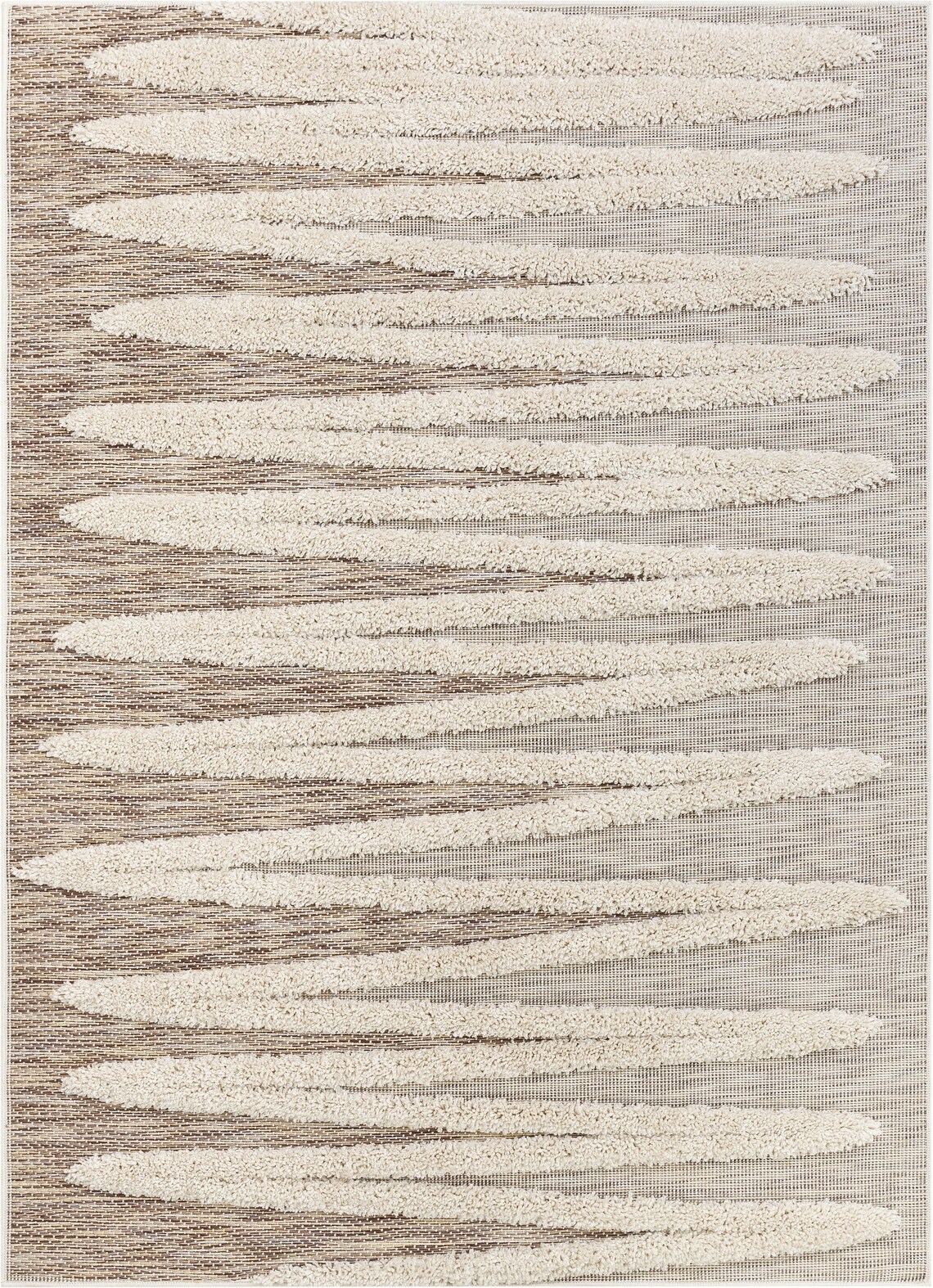 Brigida Coastal Geometric Beige High-low Flat-weave Rug by Chill Rugs ...
