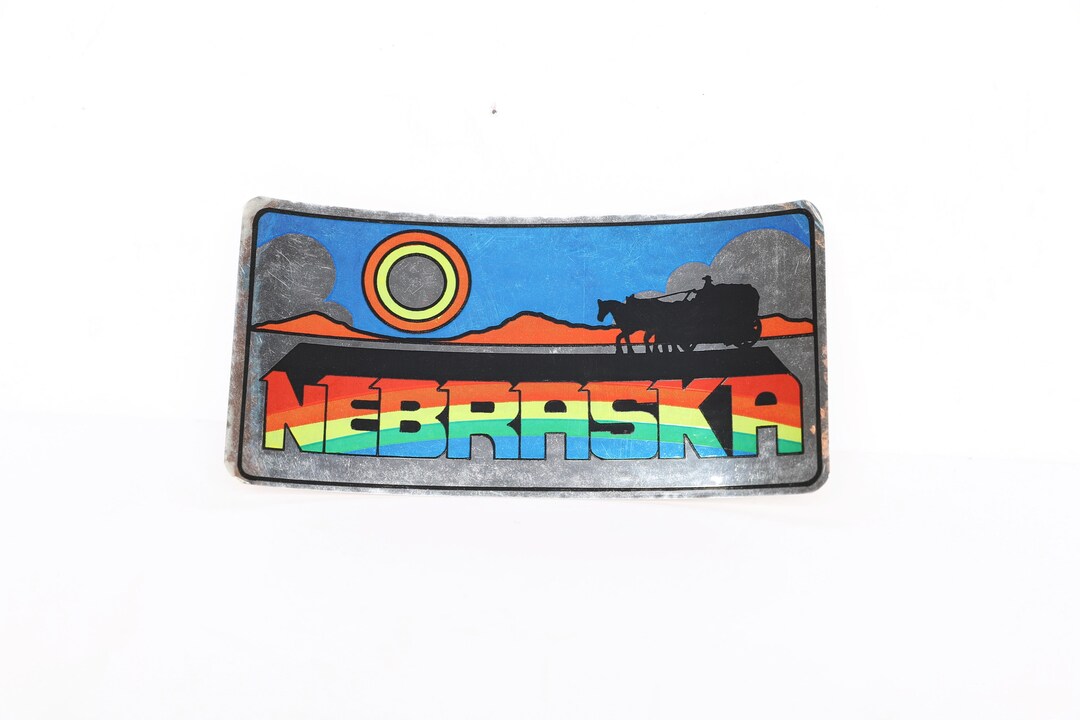 Vintage 1970s 80s NEBRASKA Omaha Sticker Rainbow 70s Vintage Laptop ...