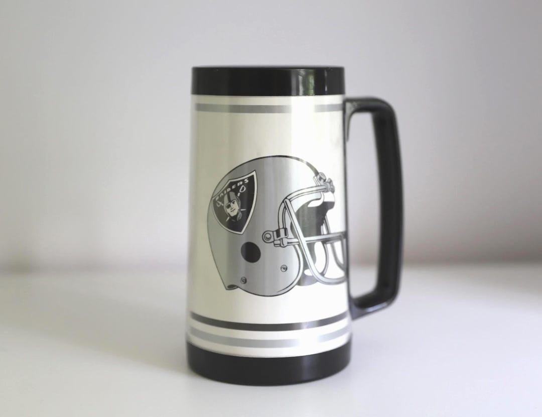 Vintage Oakland RAIDERS Vintage BEER Mug Stein Silver and Black 1970s ...