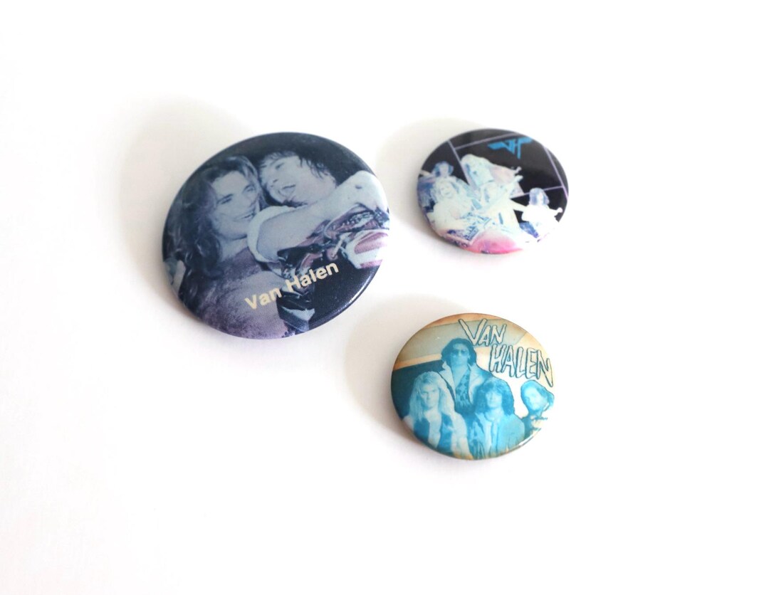 Vintage METAL 1980s VAN HALEN Button Pins Set of 3 Ready for Jackets ...