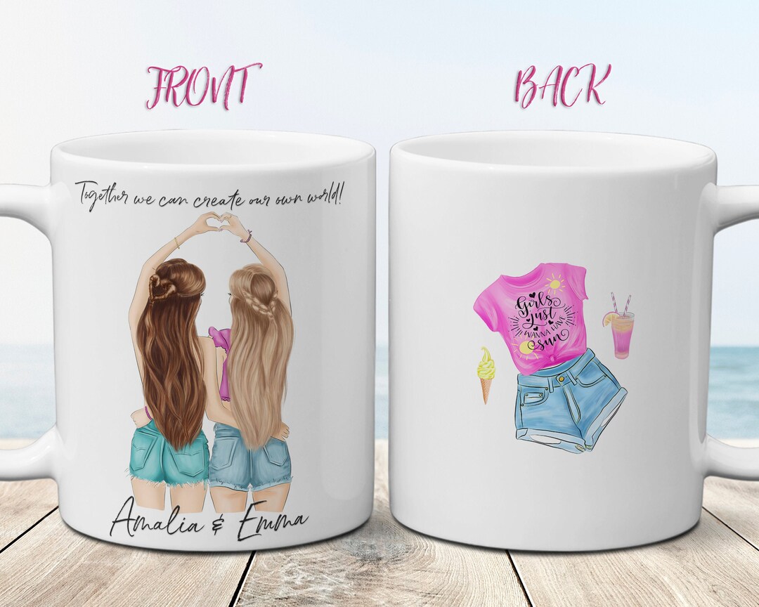 Best Friends Mug, Best Friends at the Beach Mug, Personalized Best ...