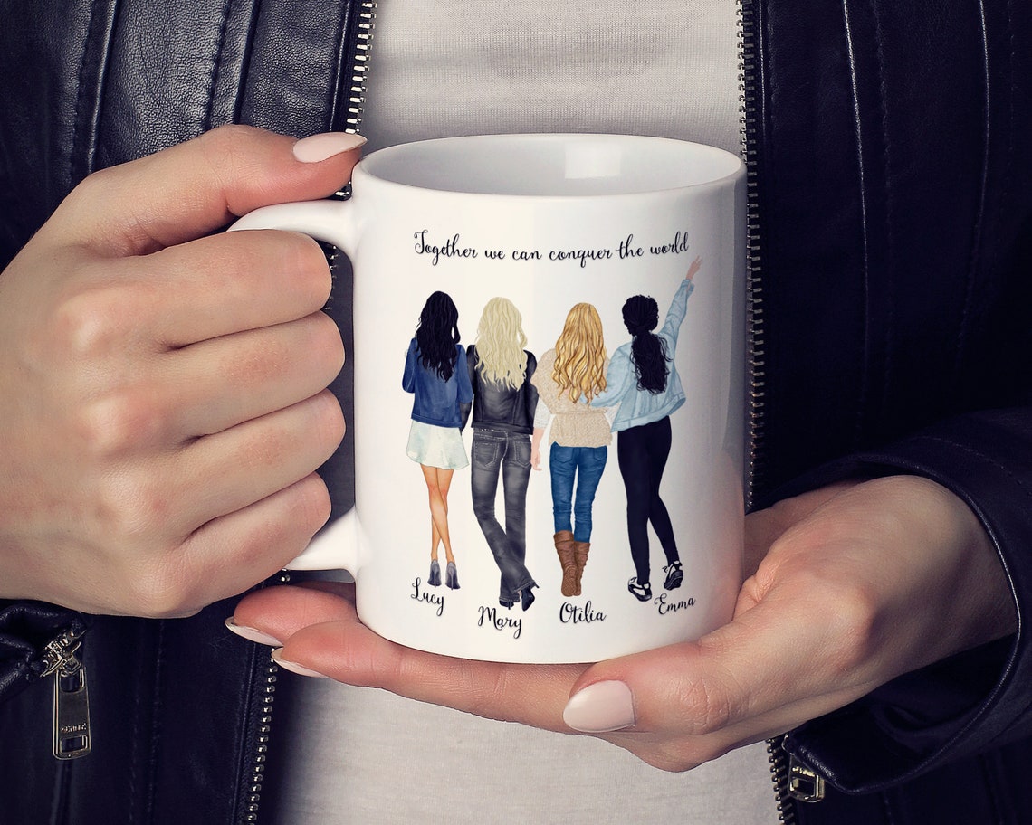 Four Friends Mug 4 Best Friends Forever Mug Personalized | Etsy