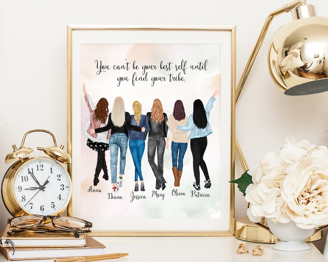 Six Best Friends, Six Girls Soul Sisters Watercolor Printable, Wall Art ...
