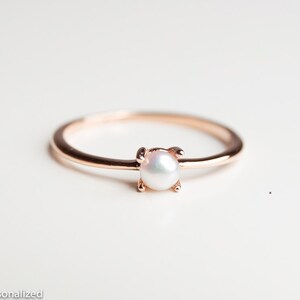 Simple Pearl Ring - 14K Gold Ring - Simple Engagement Ring - Single ...