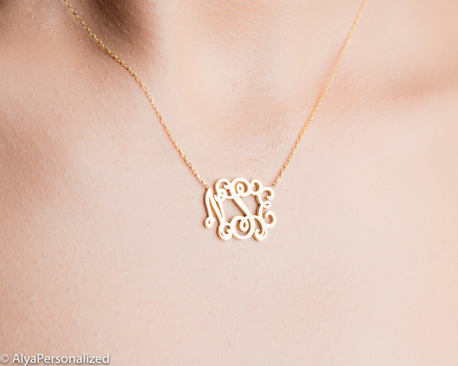 Personalized Necklace Gold Monogram Necklace Gift for Her - Etsy