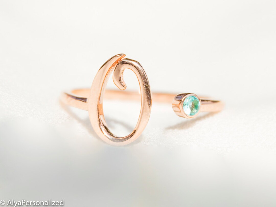 Initial Ring Rose Gold - Initial Jewelry - Personalized Ring for Women ...