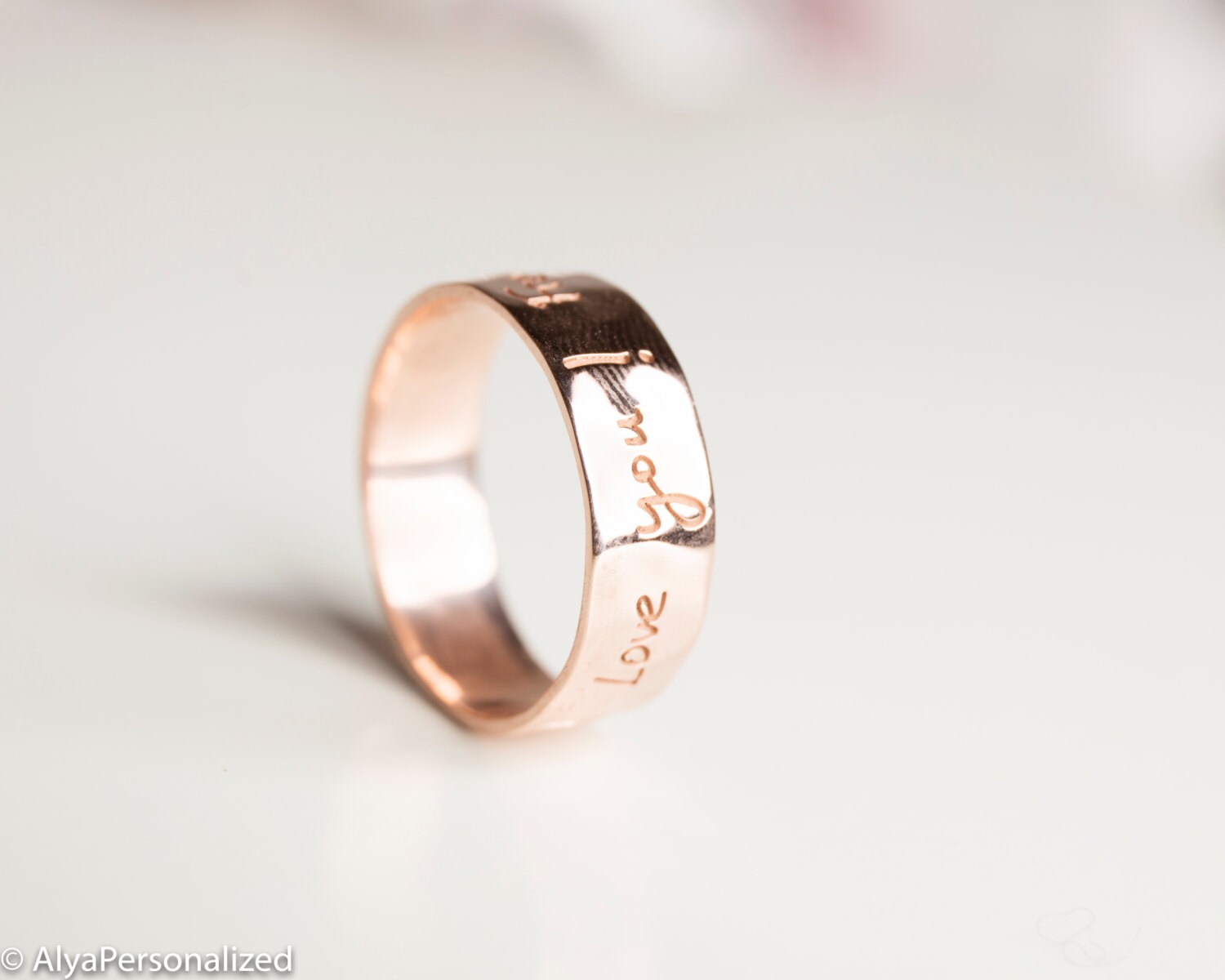 Personalized Signature Ring Promise Ring for Her Rose Gold - Etsy