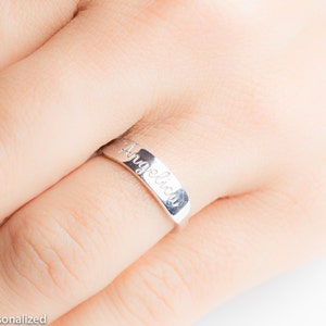 Sterling Silver Ring - Custom Name Ring - Signet Ring Silver - Engraved ...