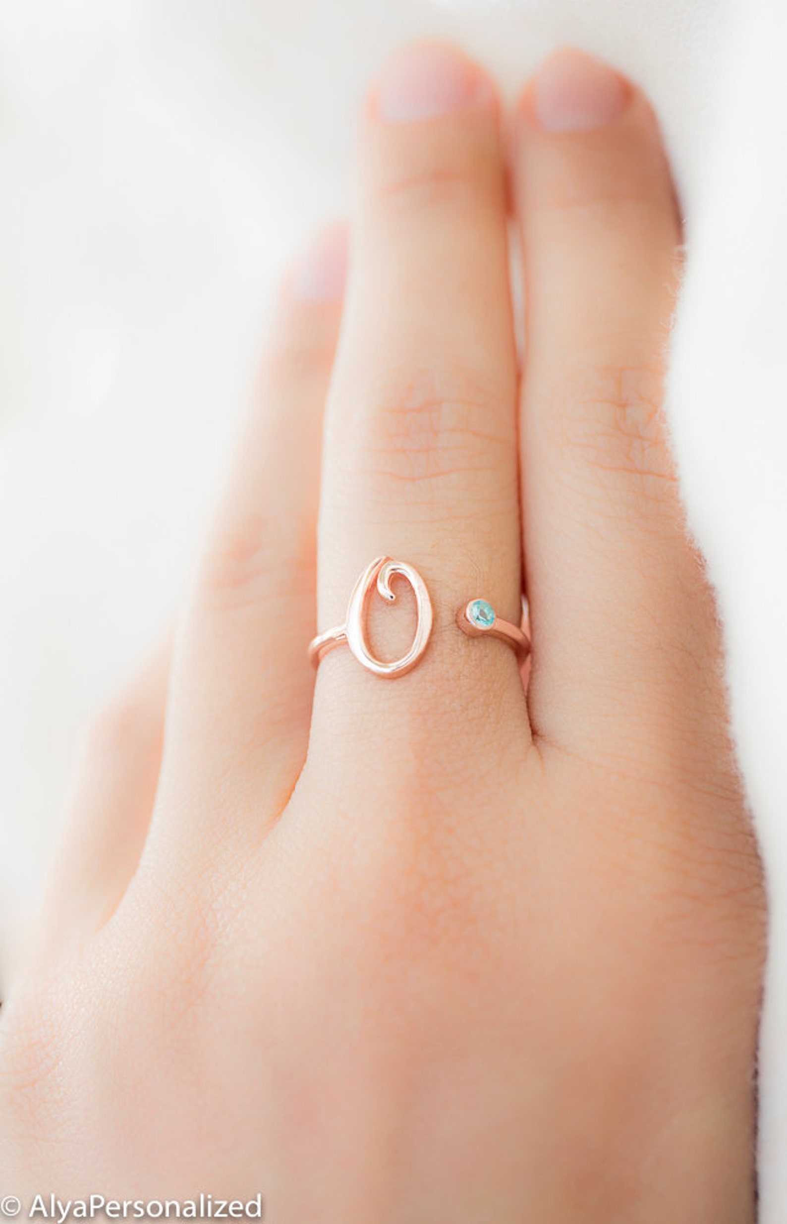 Initial Ring Rose Gold Initial Jewelry Personalized Ring - Etsy