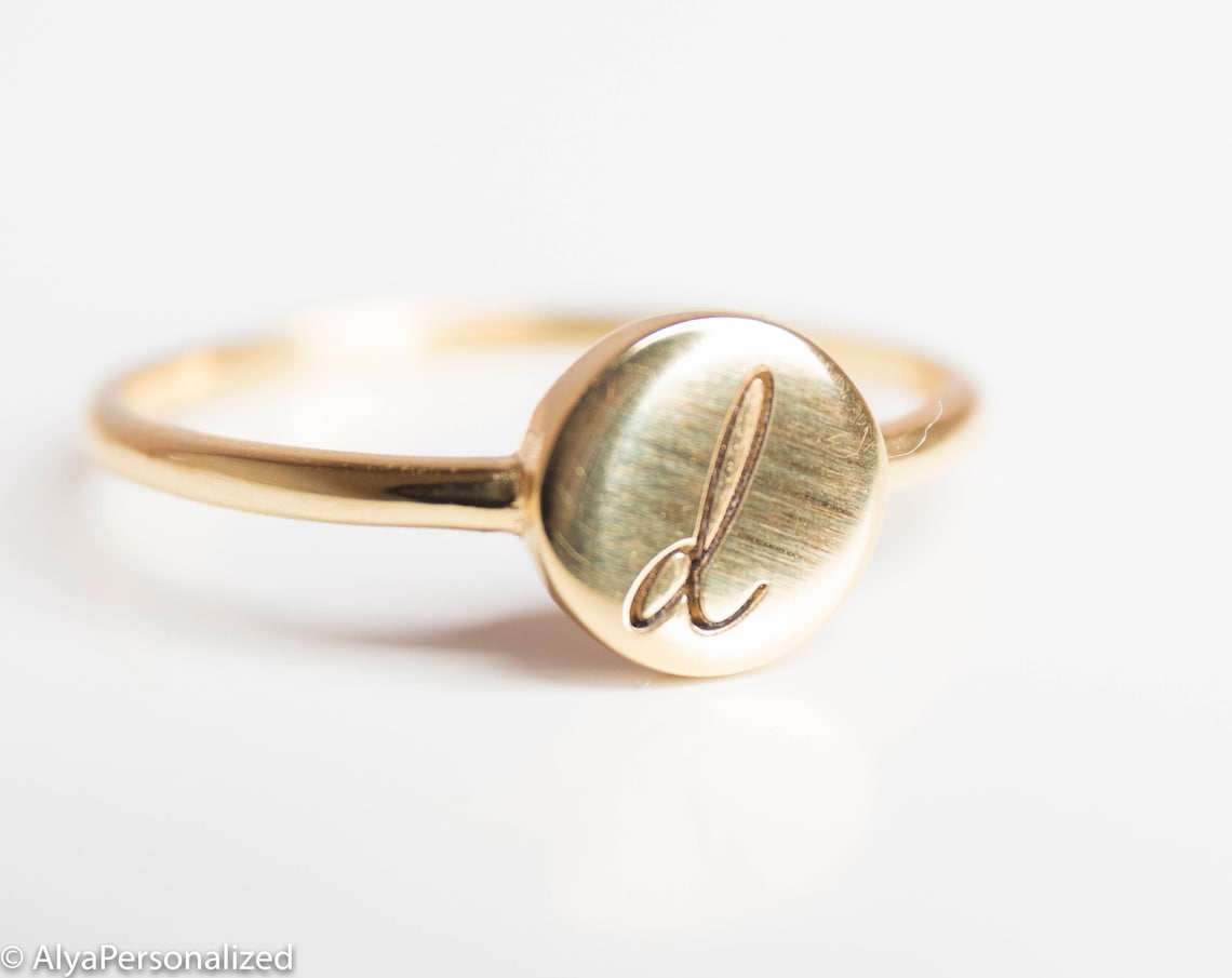 Gold Initial Ring Custom Initial Ring Engraved Ring - Etsy