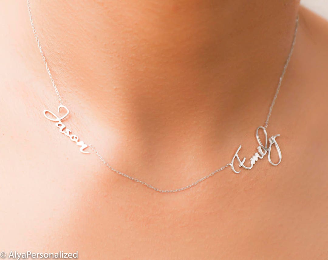 Two Name Necklace Sterling Silver - Personalized Wedding Gift ...