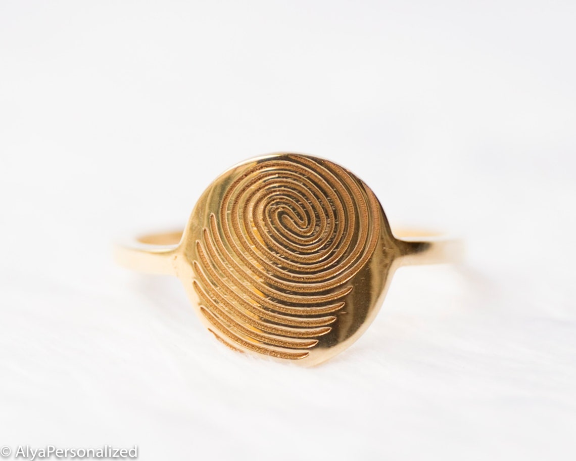 Actual Fingerprint Ring 14K Gold Fingerprint Jewelry Gold - Etsy