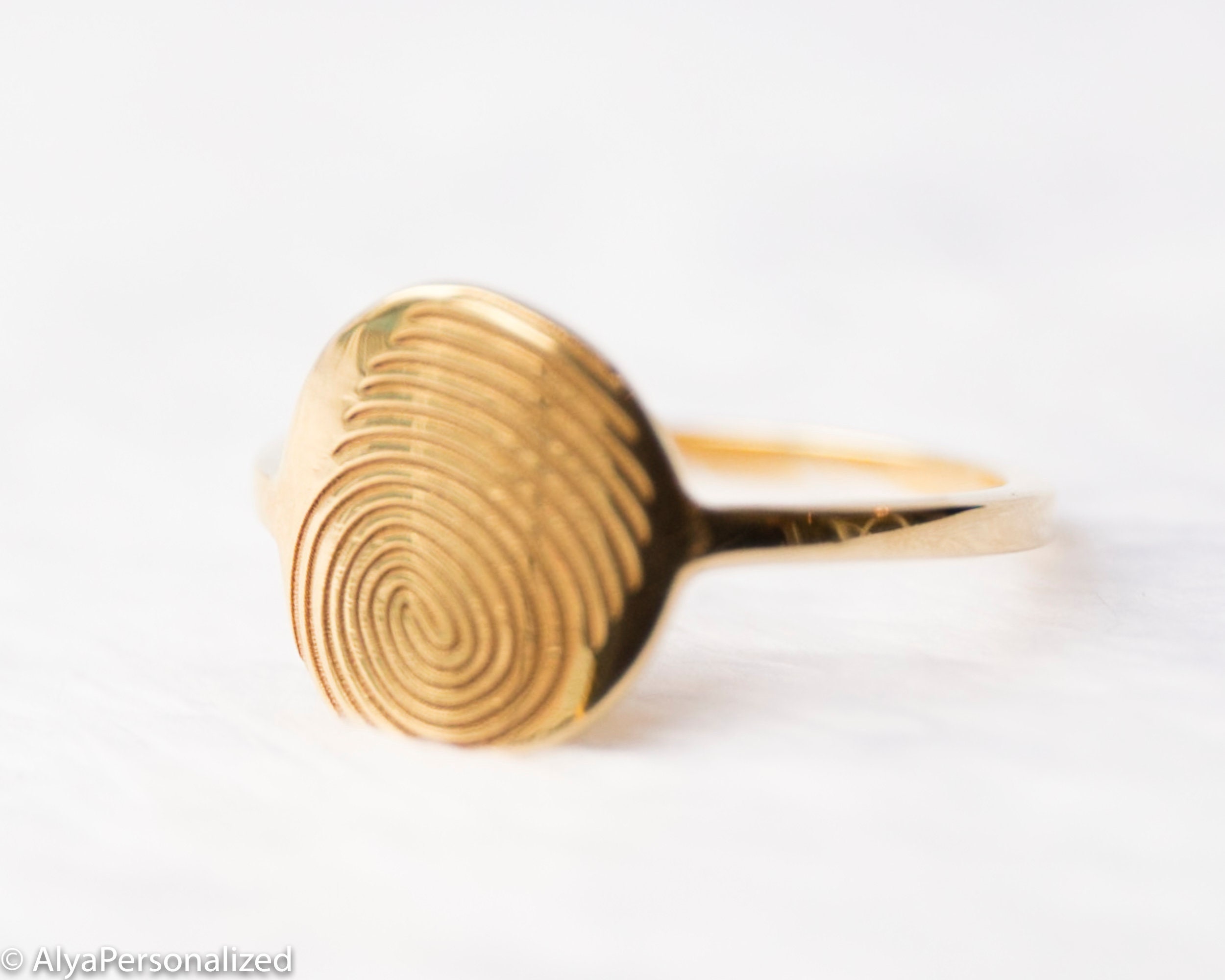 Actual Fingerprint Ring 14K Gold Fingerprint Jewelry Gold - Etsy