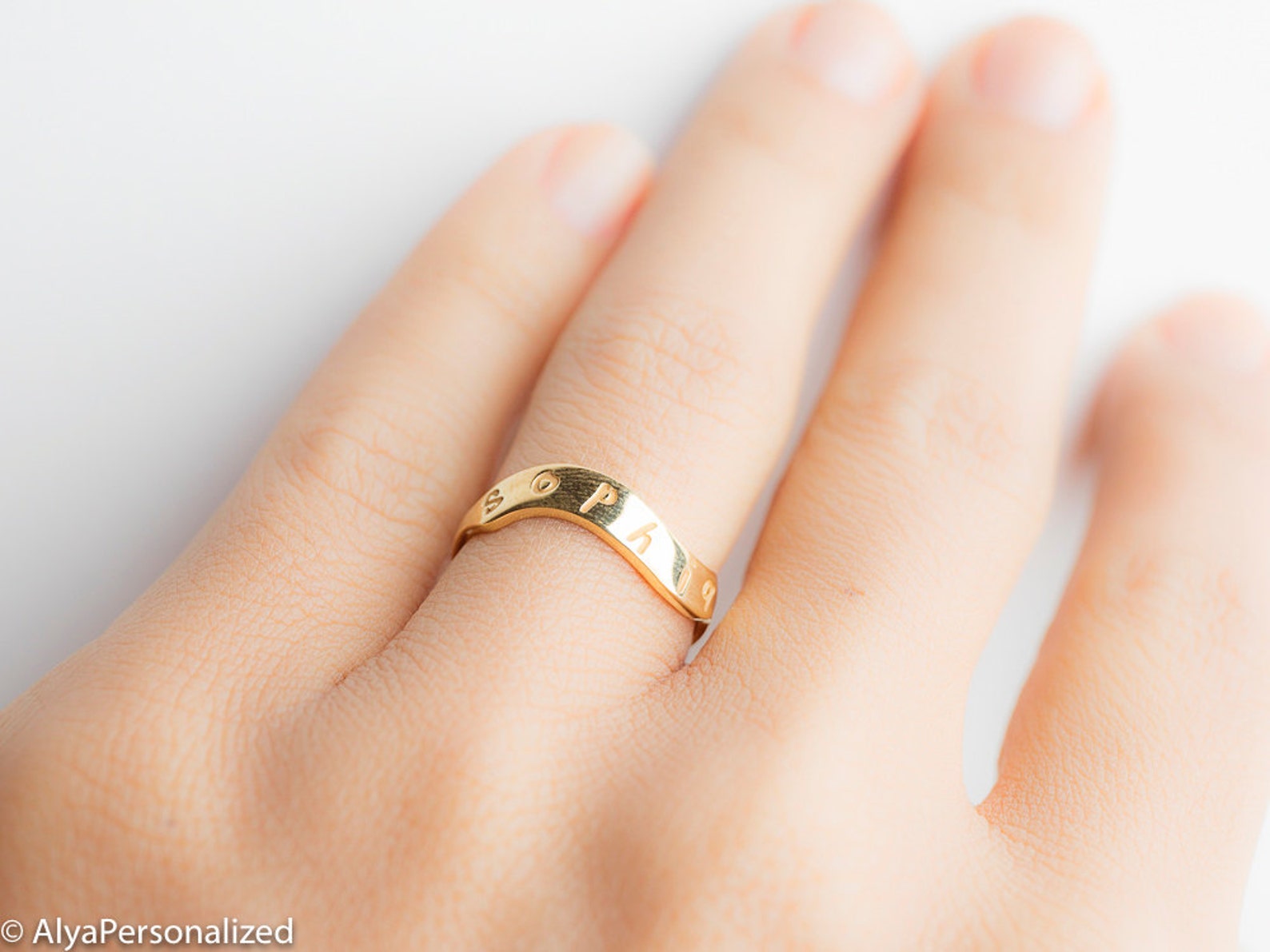 Gold Name Ring Signet Ring Women Hand Stamped Ring - Etsy