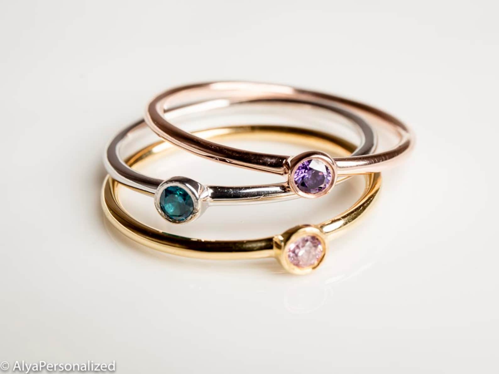 Personalized Stacking Rings Stacking Ring Set Rose Gold - Etsy