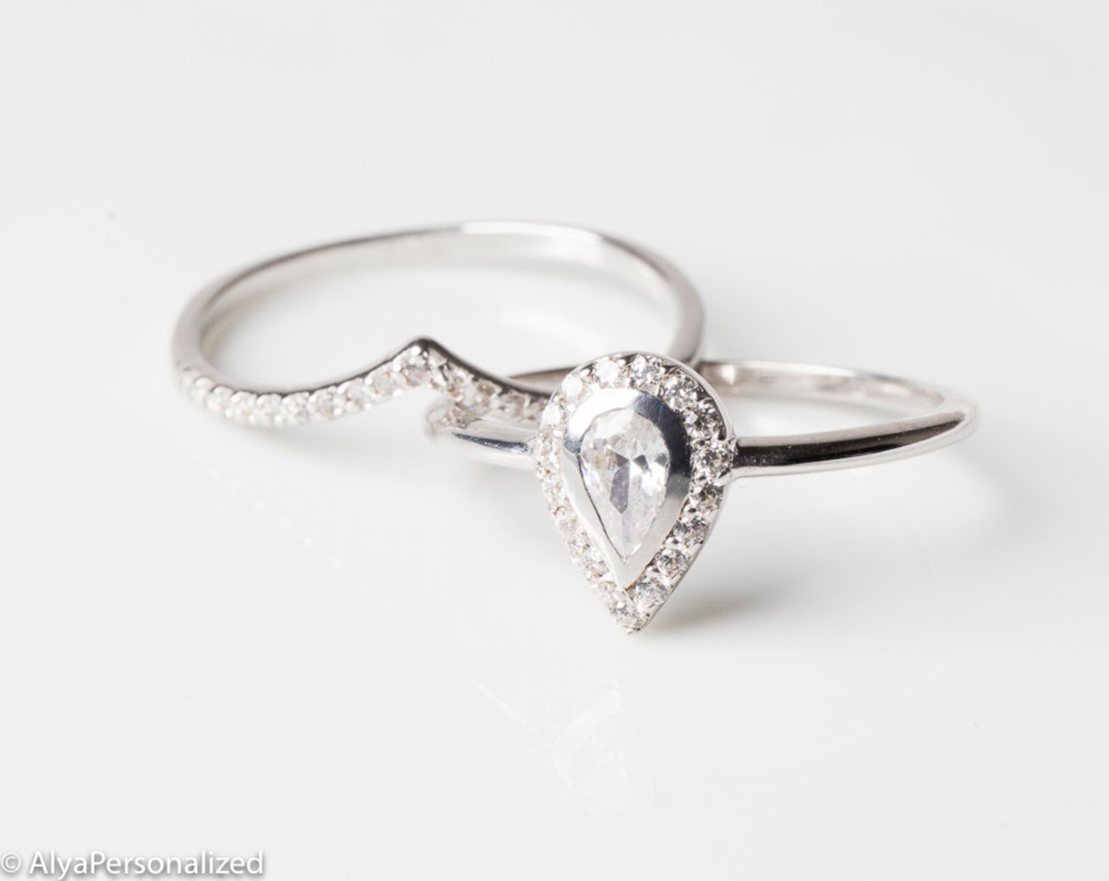 Sterling Silver Engagement Ring Set Wedding Ring Set Unique - Etsy