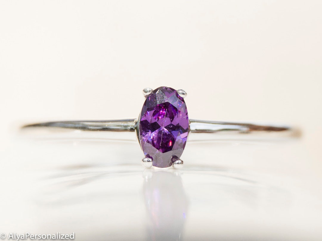 Stackable Birthstone Ring - Personalized Silver Ring - Birthstone ...