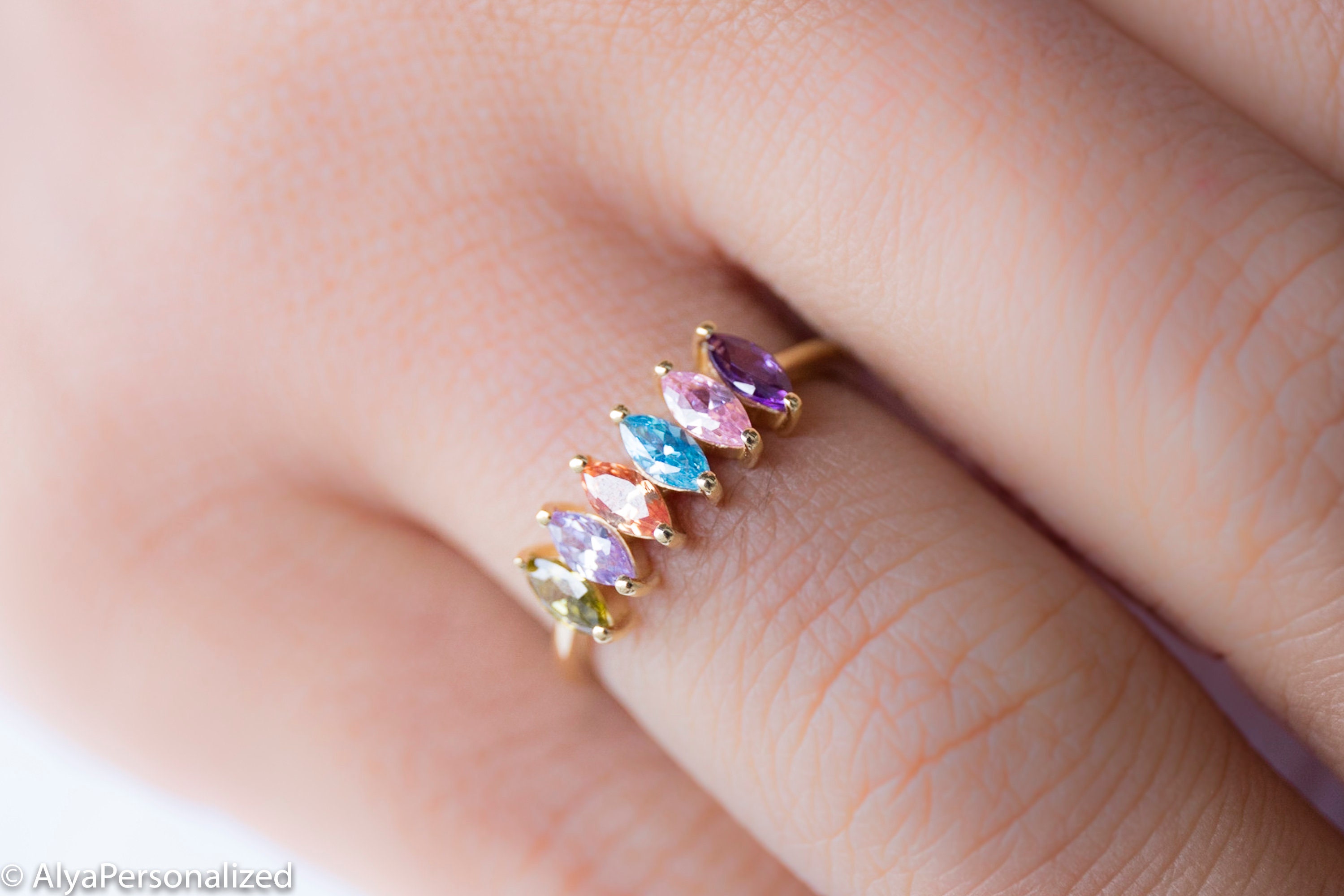 Personalized Birthstone Rings For Women 1-2-3-4-5-6-7 or 8 | Etsy