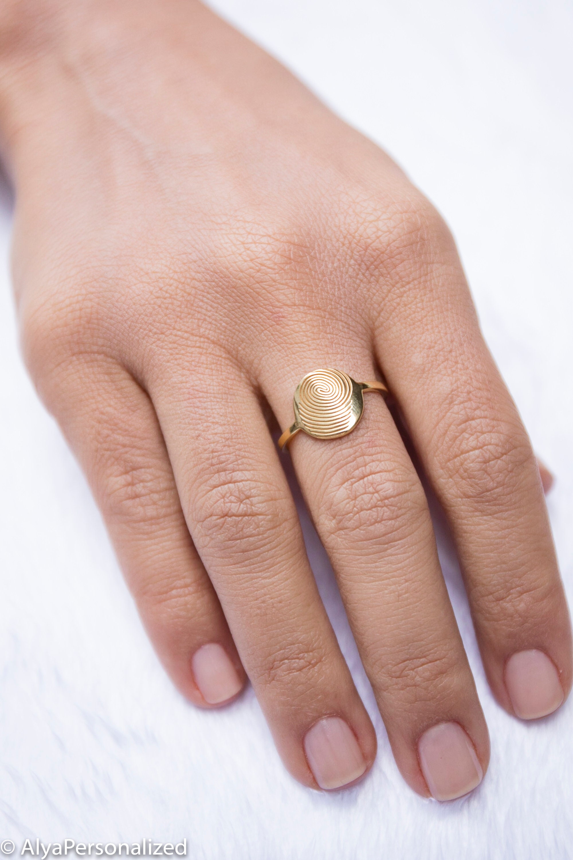 Actual Fingerprint Ring 14K Gold Fingerprint Jewelry Gold - Etsy