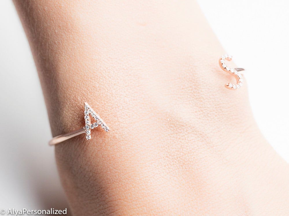 Two Initial Bracelet Gift for Her Bridal Shower Gift | Etsy