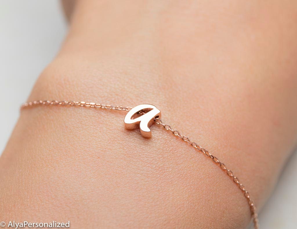 Rose gold bracelet with initial store