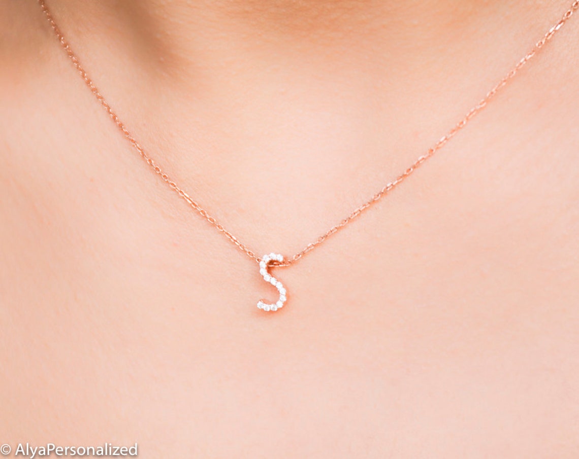 Custom Jewelry Rose Gold Initial Necklace Personalized - Etsy