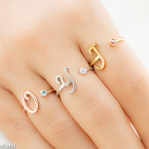 Initial Ring Rose Gold - Initial Jewelry - Personalized Ring for Women ...