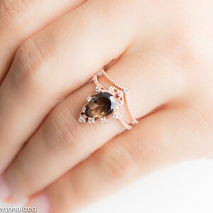 Rose Gold Engagement Ring Set, Wedding Ring Set - Vintage Style ...