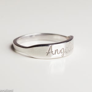 Sterling Silver Ring - Custom Name Ring - Signet Ring Silver - Engraved ...
