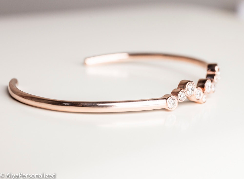 Rose Gold Cuff Bracelet Bangle Bracelet Dainty Bracelet - Etsy