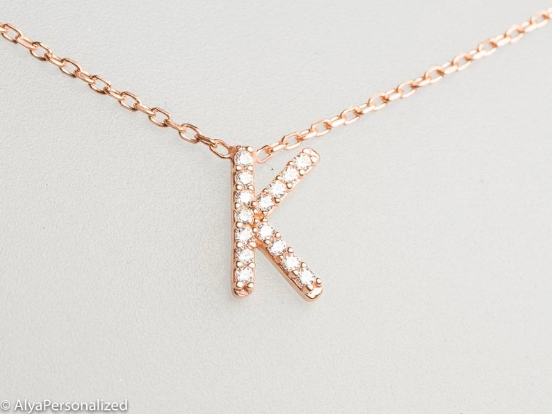 Rose Gold Initial Necklace Personalized Necklace - Etsy