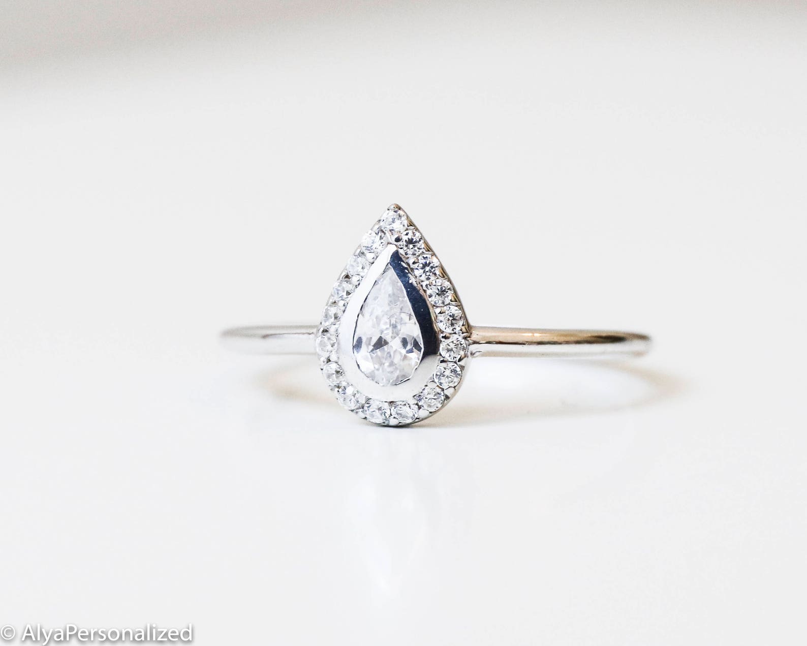 Pear Diamond Wedding Ring Set Unique Wedding Ring Women - Etsy