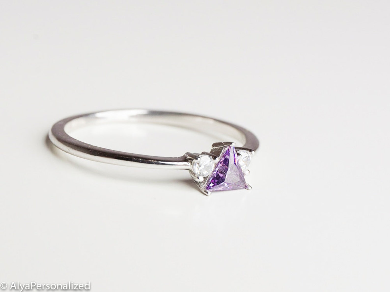 Amethyst Engagement Ring - Trillion Cut Ring - Trillion Ring - Trillion ...