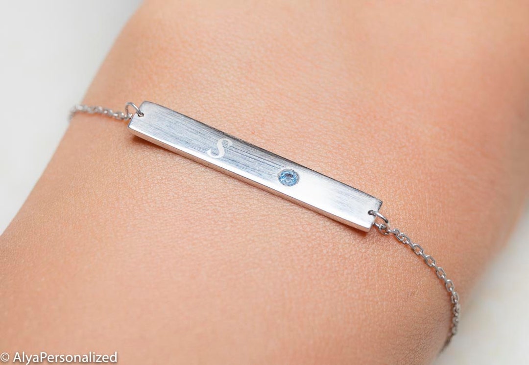 Personalized Bar Bracelet - Engraved Bracelet - Charm Bracelet ...