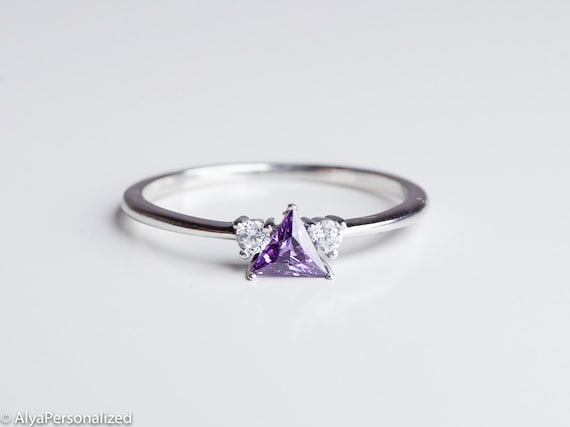 Amethyst Engagement Ring Trillion Cut Ring Trillion Ring | Etsy