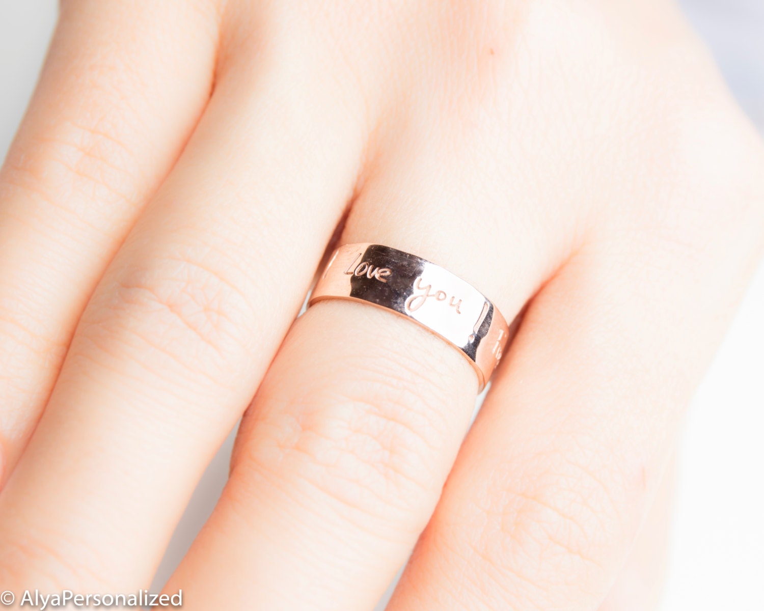 Personalized Signature Ring Promise Ring for Her Rose Gold - Etsy