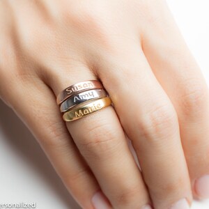 Stackable Name Rings - Stacking Name Rings - Name Ring - Personalized ...