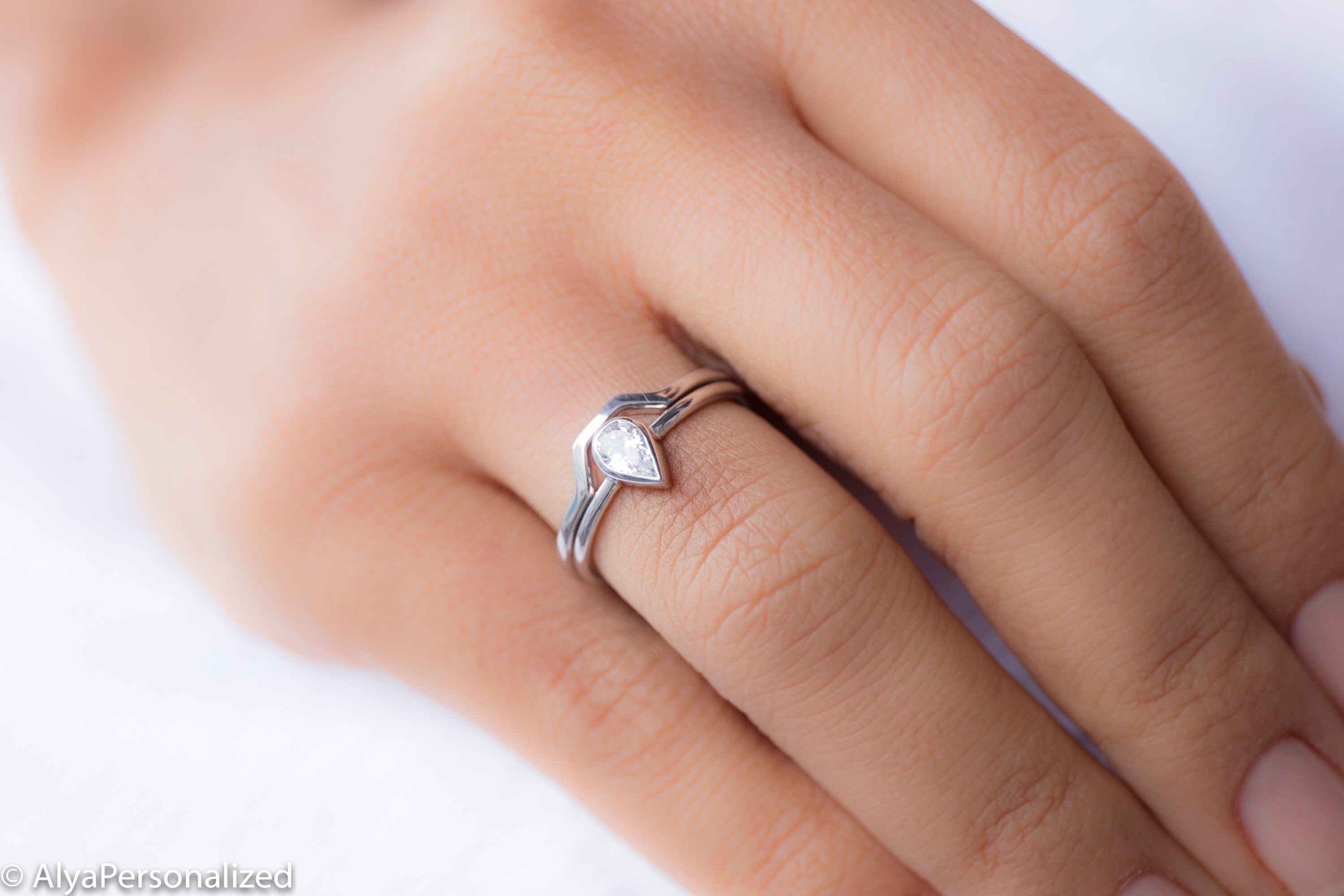 14K White Gold Engagement Ring - Minimalist Simple Engagement Ring ...