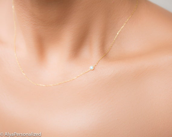 14K Gold Birthstone Necklace Personalized Gifts for Women - Etsy