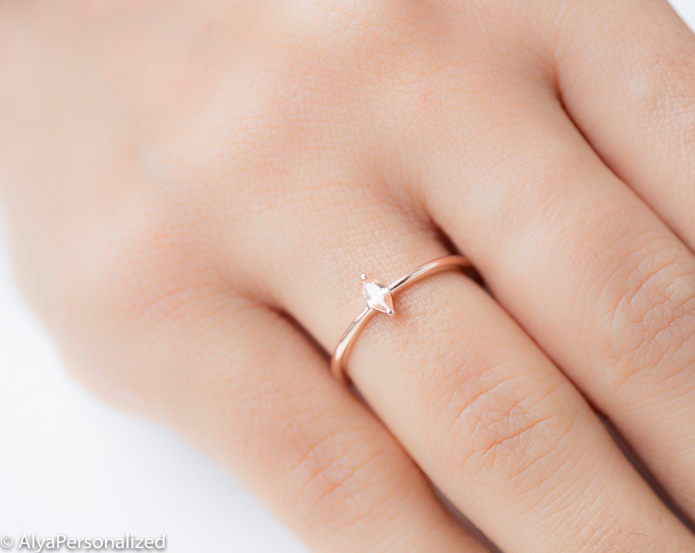 Simple Gold Ring Thin Rose Gold Ring Citrine Jewelry - Etsy