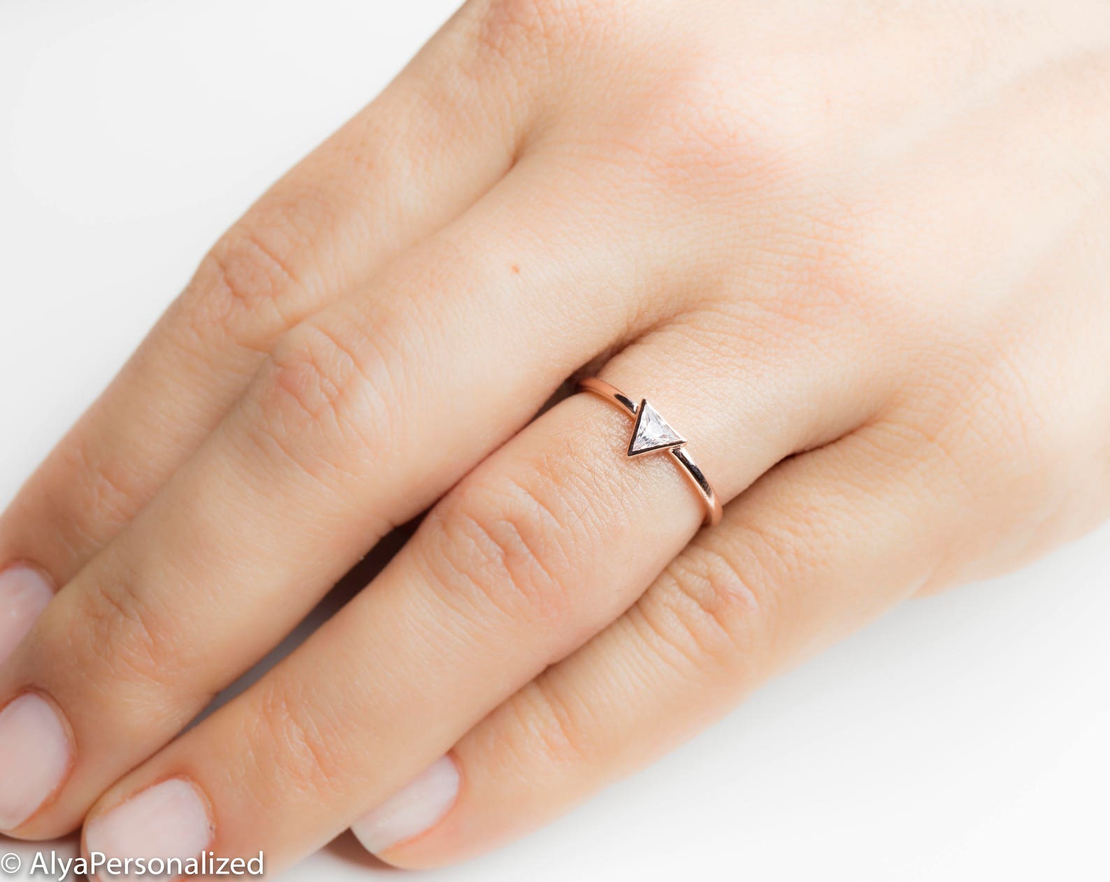 Trillion Cut Diamond Engagement Ring - Modern Wedding Ring Set ...