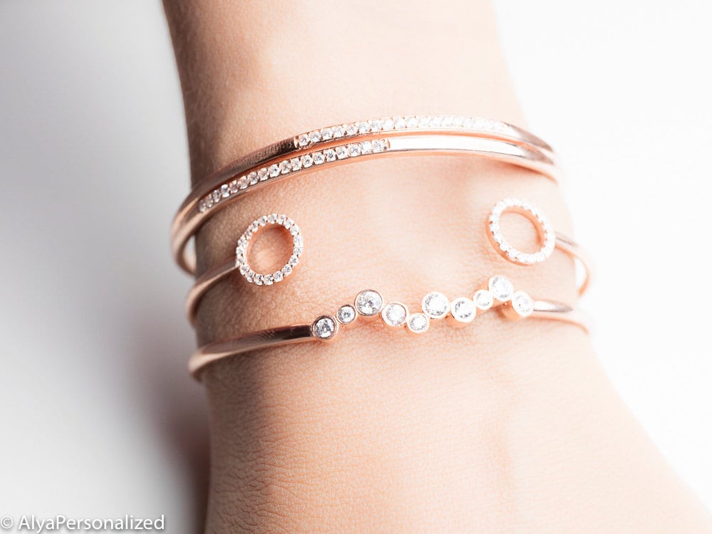 Rose Gold Cuff Bracelet - Bangle Bracelet - Dainty Bracelet ...