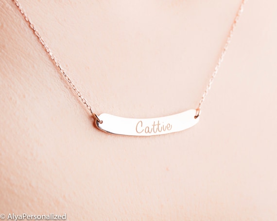 Bar Necklace Personalized Bar Necklace Engraved Bridesmaid | Etsy
