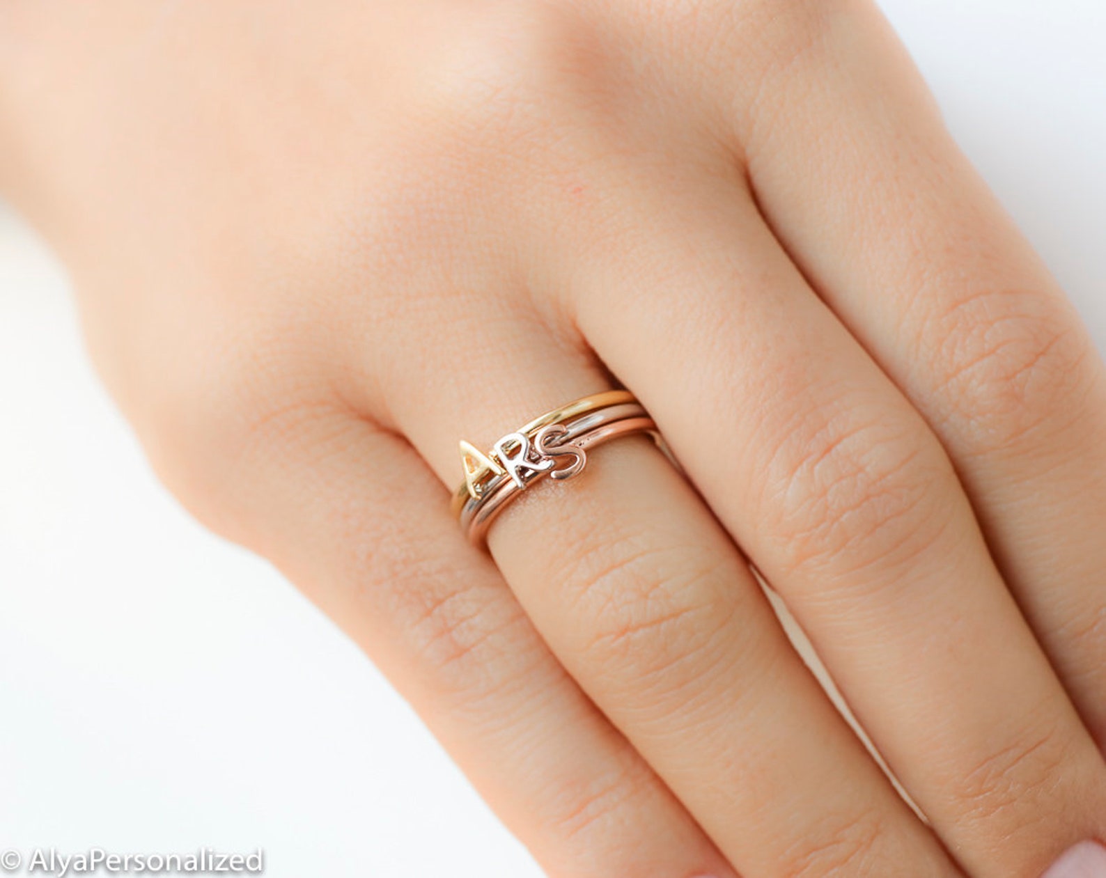 Stacking Rings for Women, Personalized Initial Ring, Mothers Ring ...
