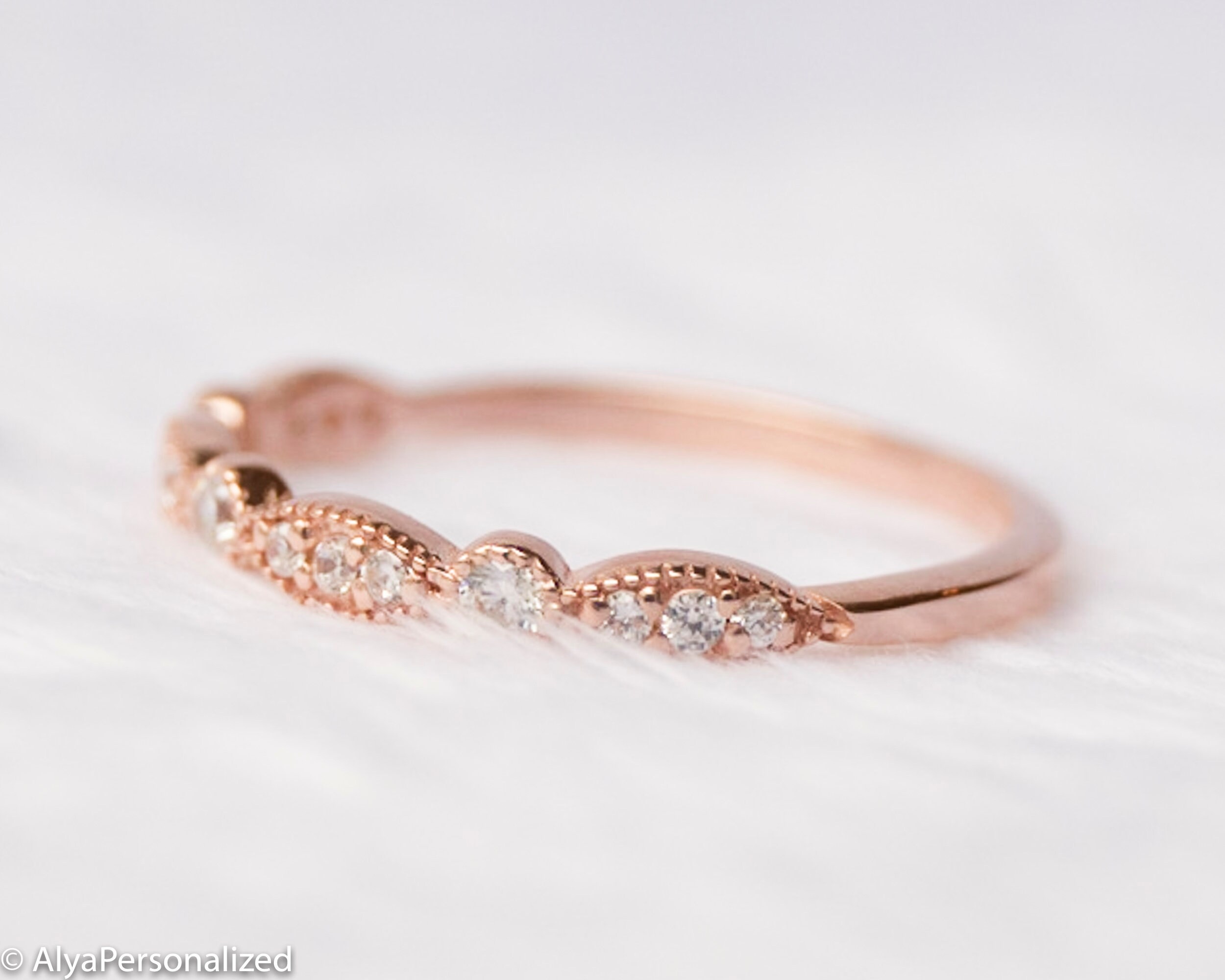 14K Rose Gold Fire Opal Engagement Ring Set, Art Deco Antique Diamond ...